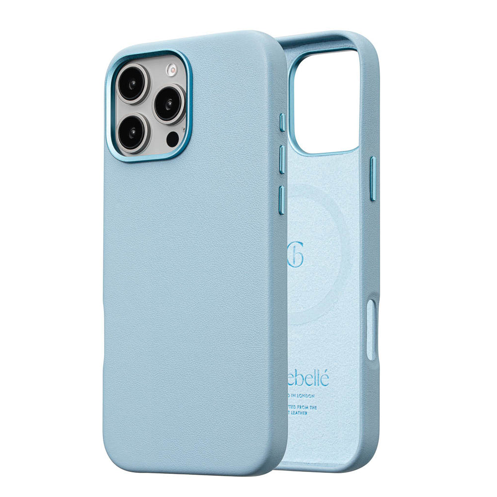 iPhone 16 Pro Max Leather Case - Timeless Luxe - Light Blue
